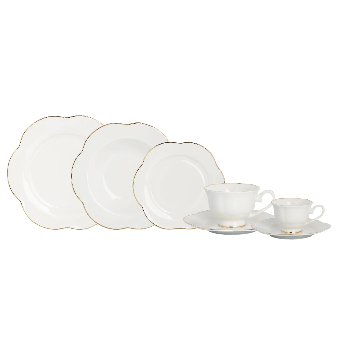 Full-Fit - Aparelho de jantar em new bone china 42 peças branco com ...