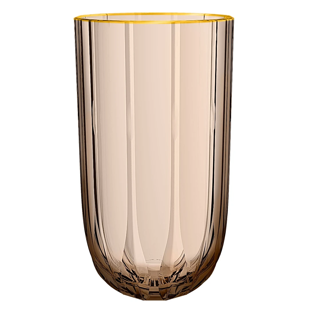 Full-Fit - Jogo de 6 copos altos em cristal ecológico com borda dourada 400ml A13,5cm caramelo