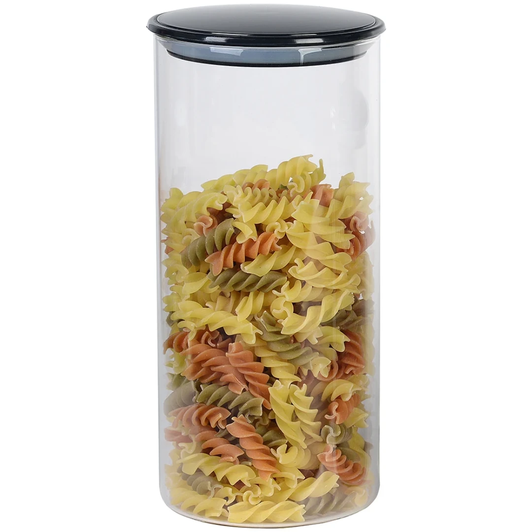 Full Fit - Porta mantimento em vidro borossilicato com tampa preta 1,4L ...