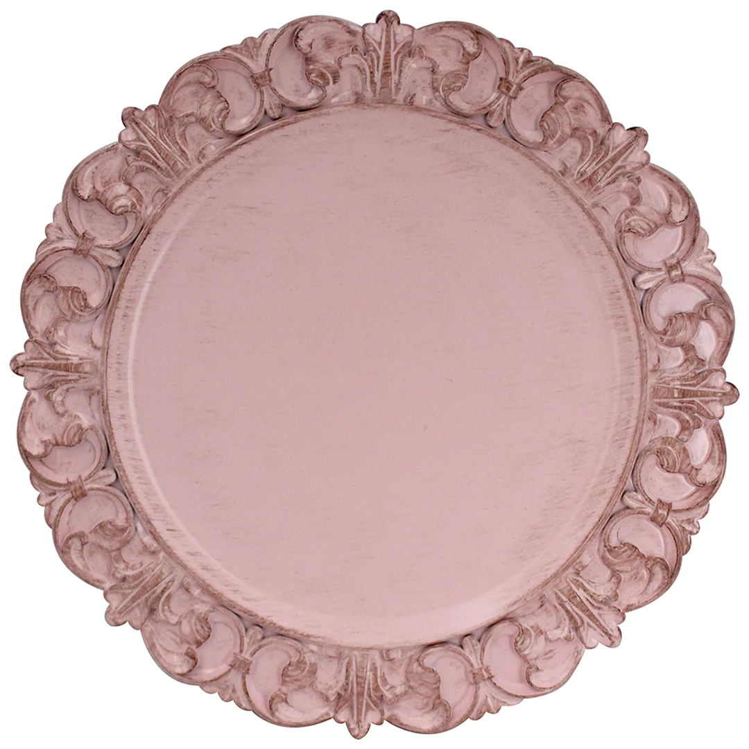 Full-Fit - Sousplat arabesco em plástico 35cm cor rosa