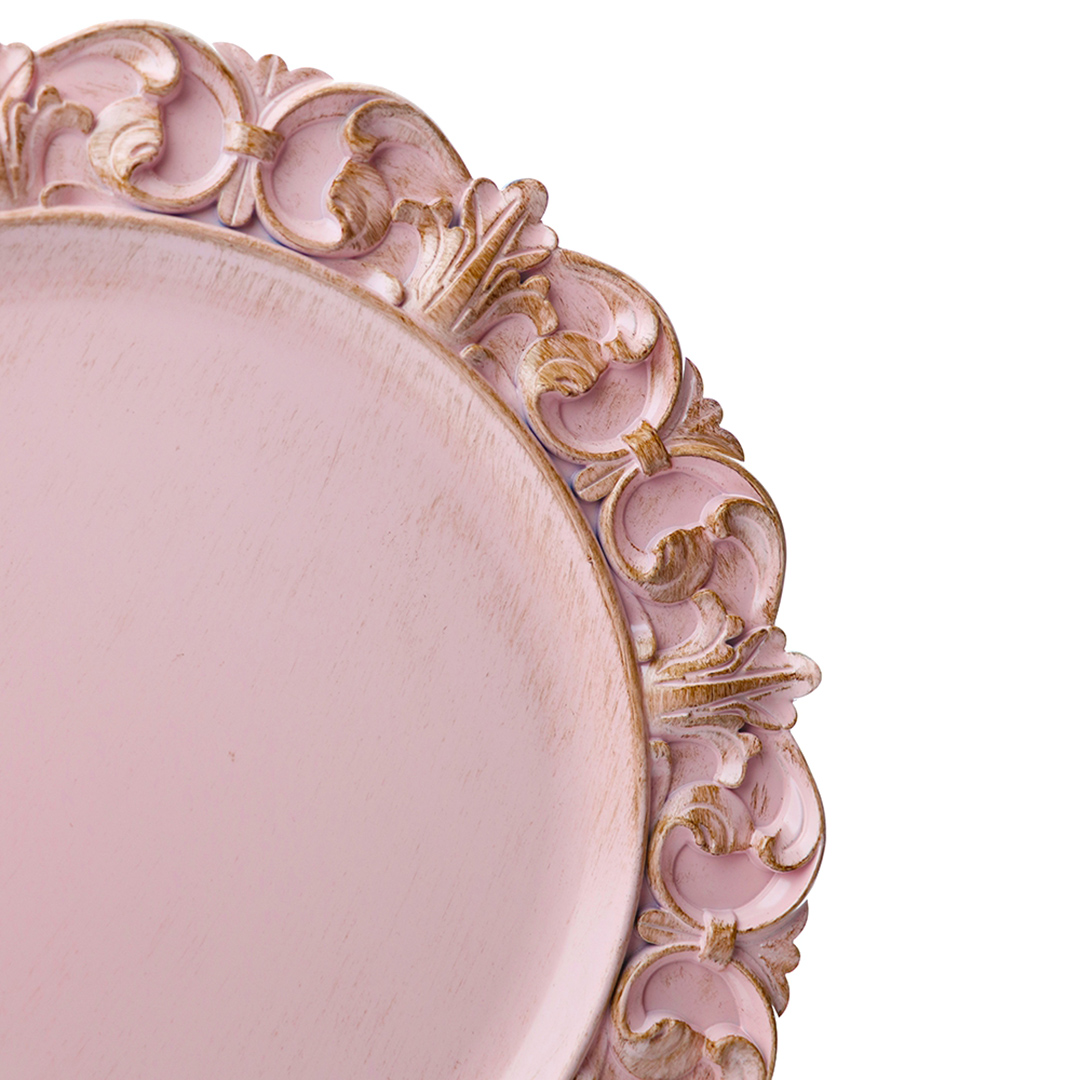 Full-Fit - Sousplat arabesco em plástico 35cm cor rosa