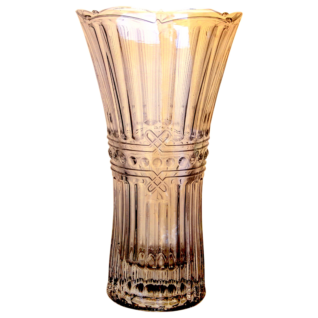 Full-Fit - Vaso floreiro acinturado em cristal ecológico 13xA24cm cor âmbar